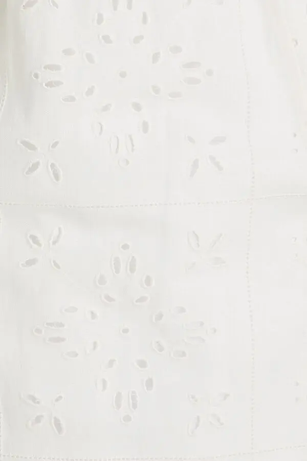 Jacquemus Cold-shoulder Broderie Anglaise Linen-blend Midi Dress - Ivory