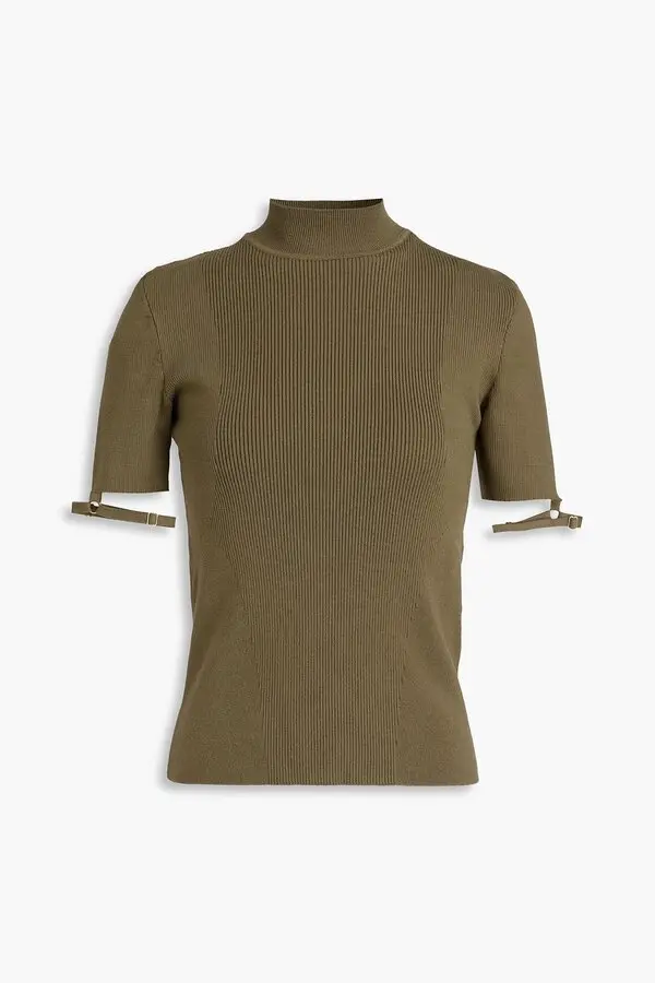 Jacquemus Torre Ribbed-knit Turtleneck Top - Army Green