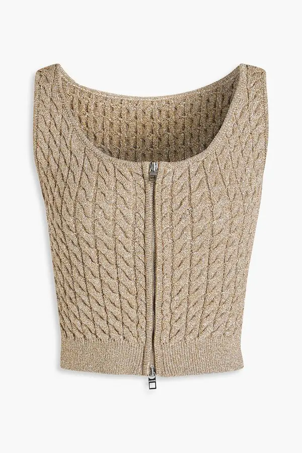Jacquemus Torsades Cropped Metallic Crochet-knit Top - Gold