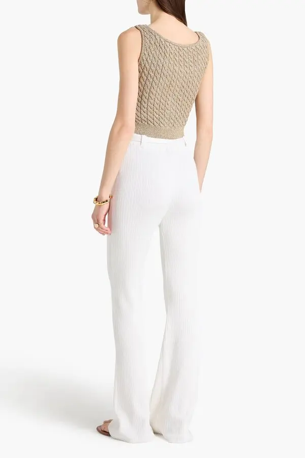 Jacquemus Torsades Cropped Metallic Crochet-knit Top