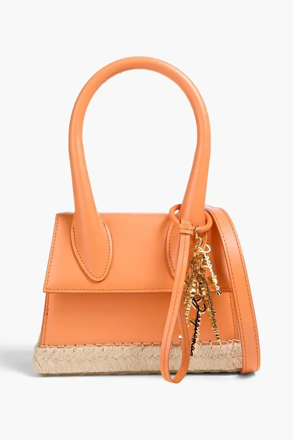 Jacquemus Le Chiquito Moyen Jute-trimmed Leather Tote - Orange