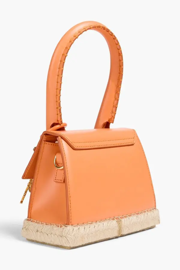 Jacquemus Le Chiquito Moyen Jute-trimmed Leather Tote - Orange