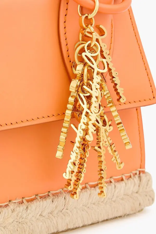 Jacquemus Le Chiquito Moyen Jute-trimmed Leather Tote - Orange