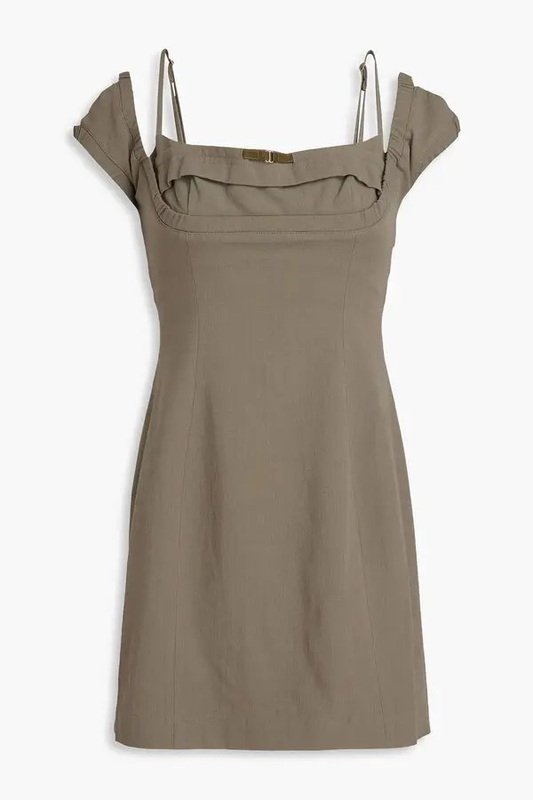 Jacquemus Kibo Cutout Woven Mini Dress - Army Green