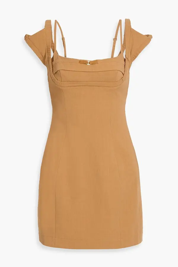 Jacquemus Kibo Cutout Woven Mini Dress - Camel