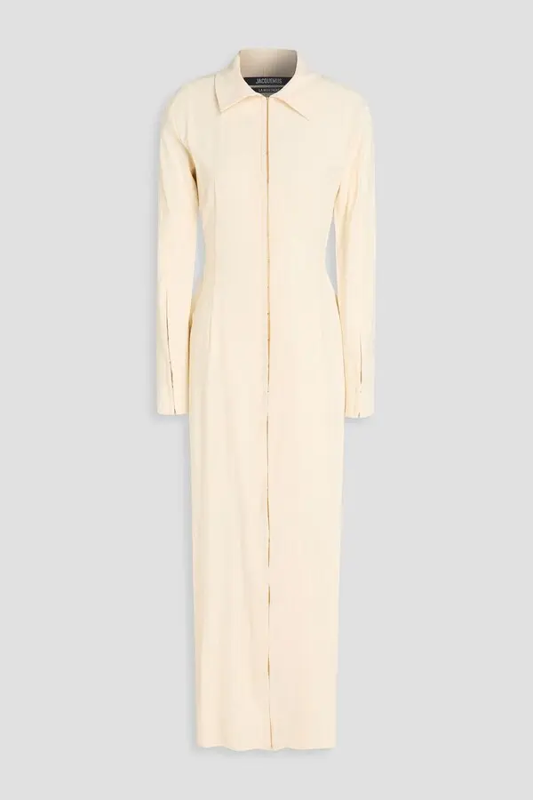 Jacquemus Obiou Cutout Woven Maxi Shirt Dress - Ecru