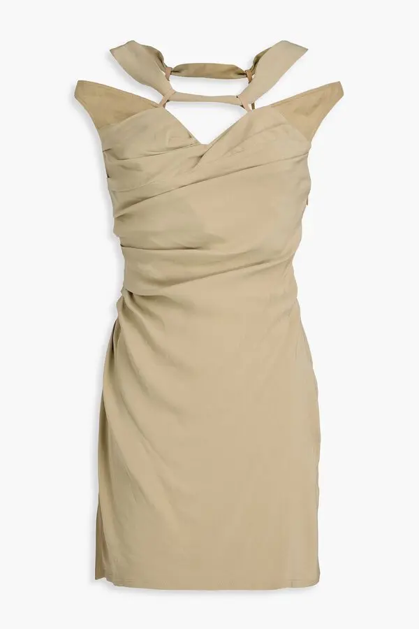 Jacquemus Soffio Linen-paneled Stretch-jersey Mini Dress - Sage Green