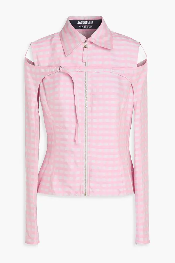 Jacquemus Morango Convertible Gingham Jacquard Top
