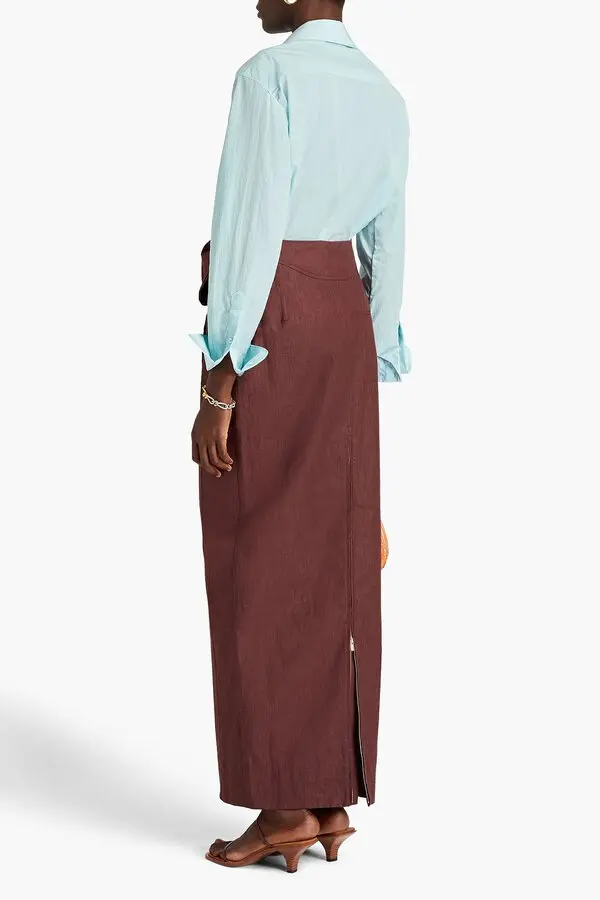 Jacquemus Draped Linen Maxi Pencil Skirt