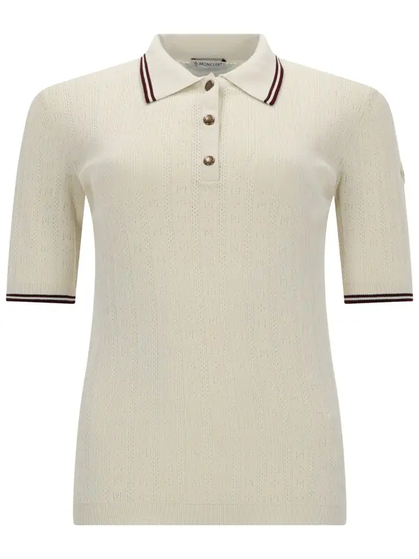 Moncler Polo In Maglia - Ivory