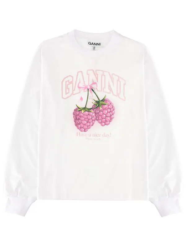 GANNI Printed T-shirt - White