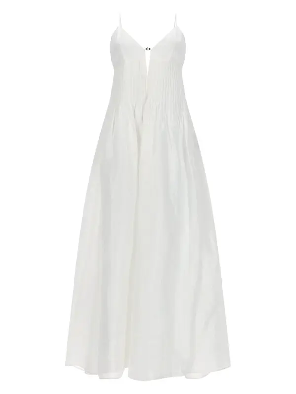 Tory Burch Linen Abito Lungo Dress - White