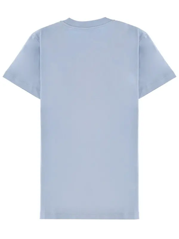 Moncler T-shirt With Embroidered Logo - Azure
