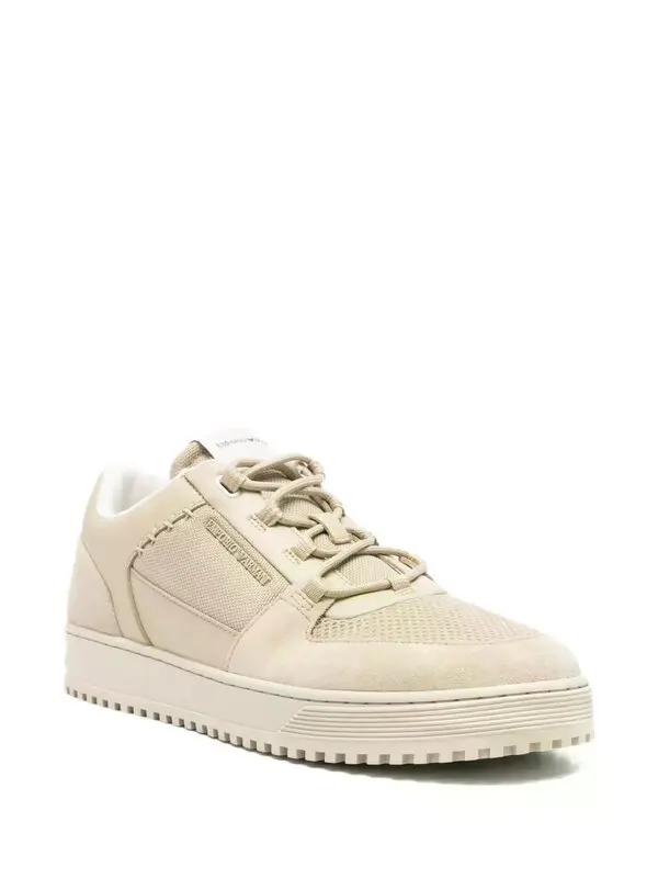 Emporio Armani Panelled Mesh-detail Sneakers - Neutrals