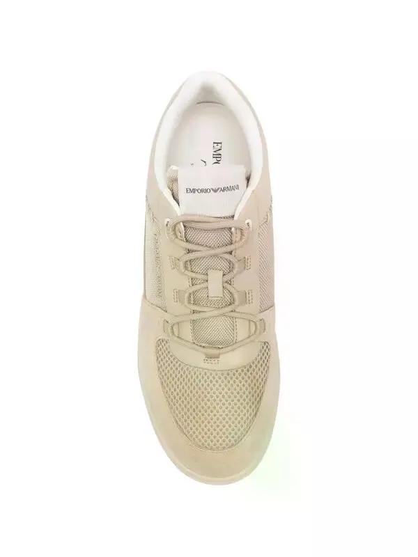 Emporio Armani Panelled Mesh-detail Sneakers - Neutrals