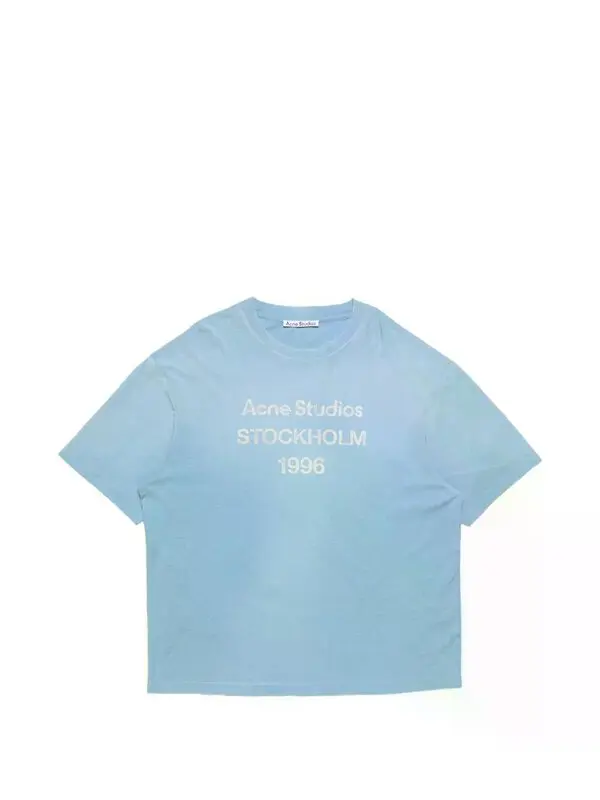 Acne Studios Logo-print Distressed T-shirt - Blue