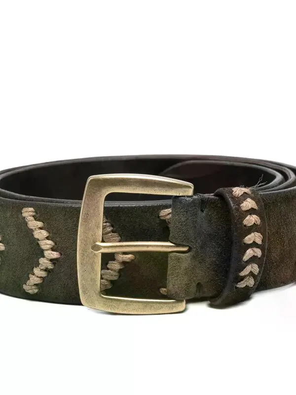 PUNTOVITA&ARSENICO Whipstitch Chevron-pattern Belt