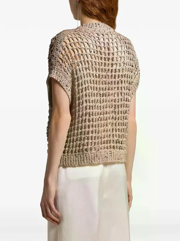 Peserico Sequin-embellished Open-knit Cardigan - Neutrals