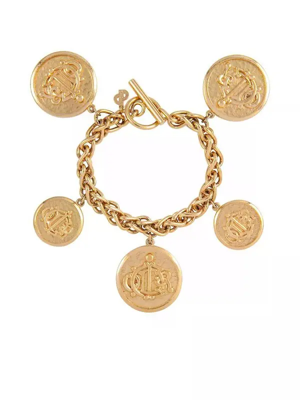 Dior 1980s Logo Charms Chain Bracelet - Gold