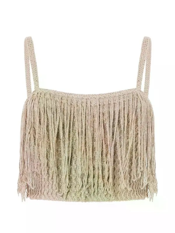 Pinko Fringe-detail Cropped Top - Neutrals