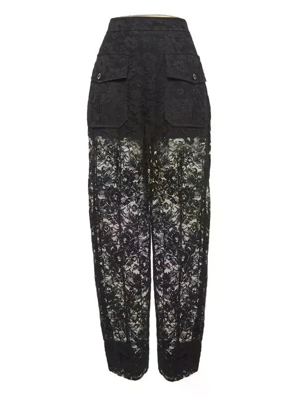 Chloé Panelled Lace Trousers - Black