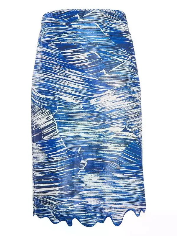 Kenzo Abstract-print Pencil Skirt - Blue