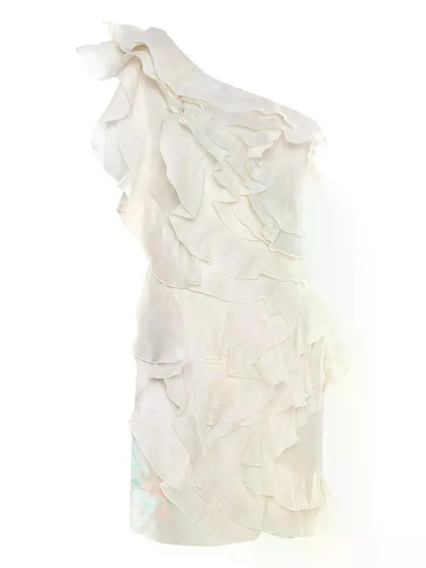 ISABEL MARANT VINTAGE Ruffled One-shoulder Dress - White