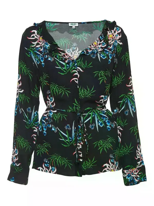 Kenzo 2024 Floral Bamboo Viscose Top - Black