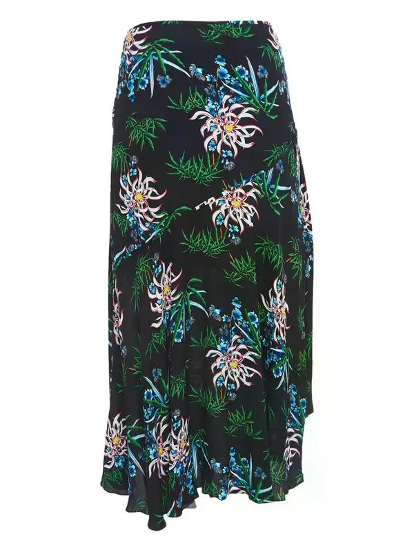 Kenzo Floral-print Asymmetrical Skirt - Black