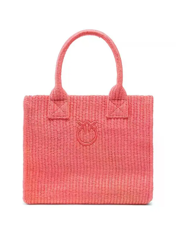 Pinko Love Birds Woven Tote Bag - Pink