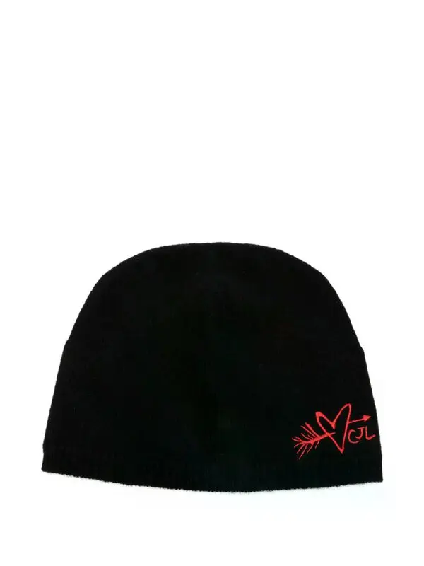 CHARLES JEFFREY Embroidered Beanie Hat - Black