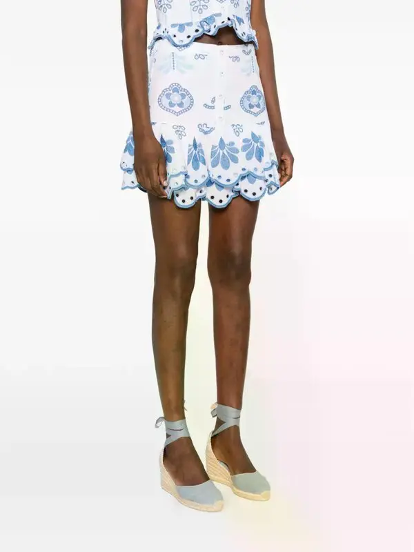 Charo Ruiz Ibiza Leora Embroidered Mini Skirt