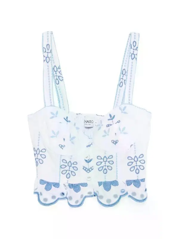 Charo Ruiz Ibiza Zia Floral-embroidered Top - White