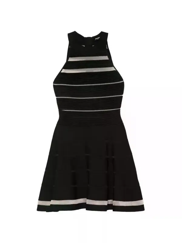 Balmain Striped Sleeveless Mini Dress - Black