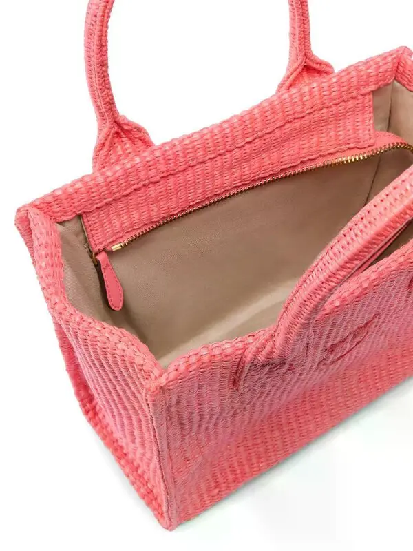 Pinko Small Love Birds Raffia Tote Bag - Pink