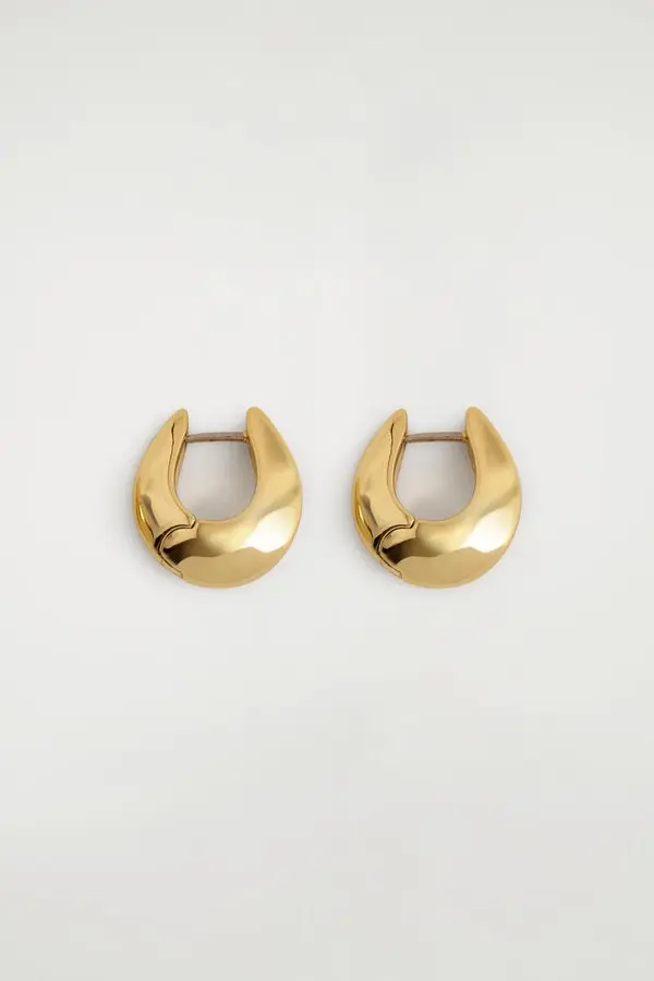 Cos Domed Mini Hoop Earrings - Gold