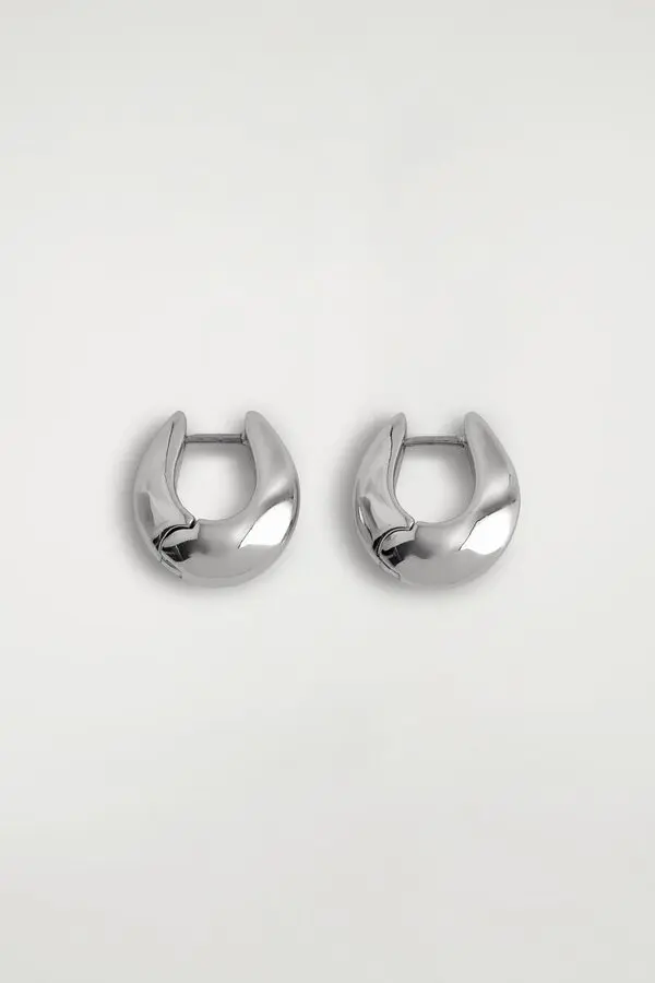 Cos Domed Mini Hoop Earrings - Silver-colored