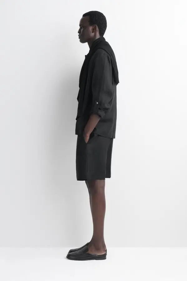 Cos Tailored Linen Shorts - Black
