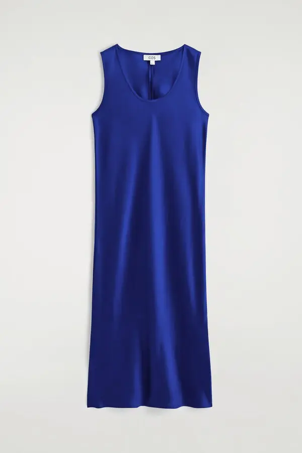 Cos Scoop-neck Satin Midi Dress - Blue