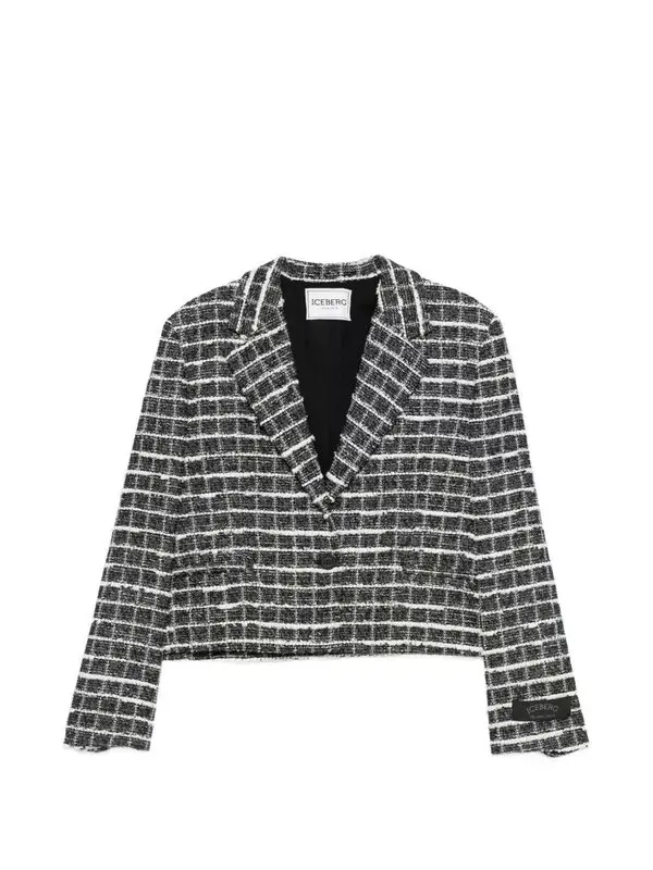 Iceberg Check Woven Cropped Jacket