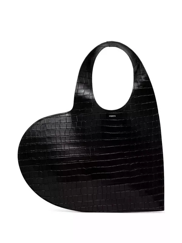 Coperni Crocodile-effect Heart Tote Bag