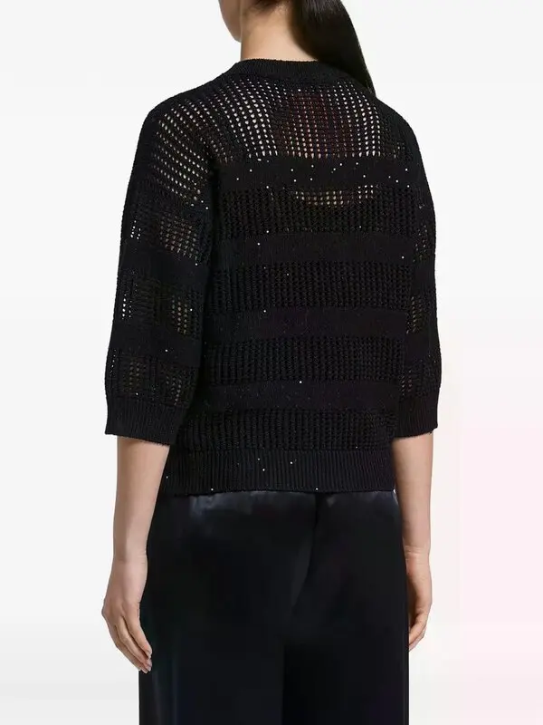 Peserico Sequin-embellished Open-knit Sweater