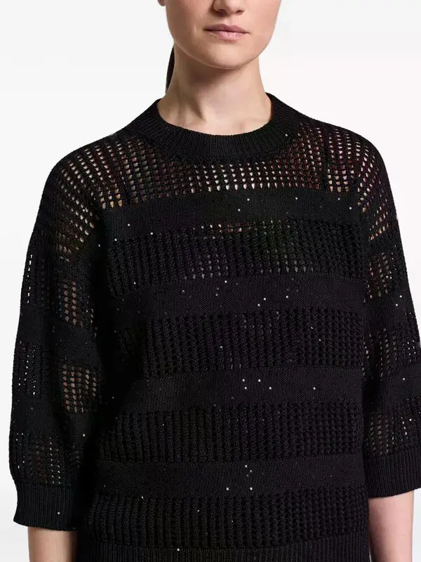 Peserico Sequin-embellished Open-knit Sweater