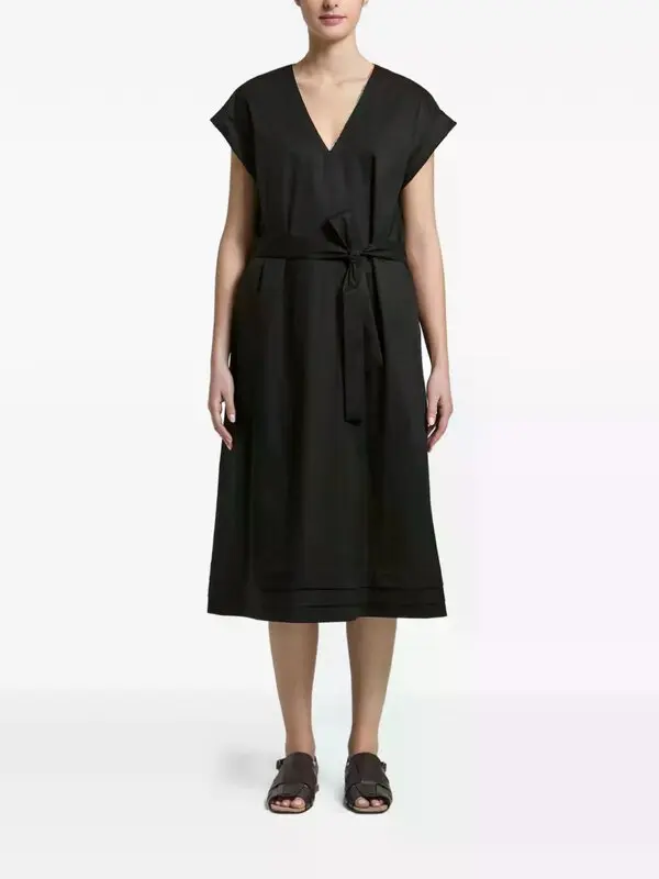 Peserico V-neck Midi Dress With Tie Waist