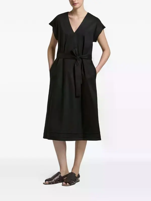 Peserico V-neck Midi Dress With Tie Waist