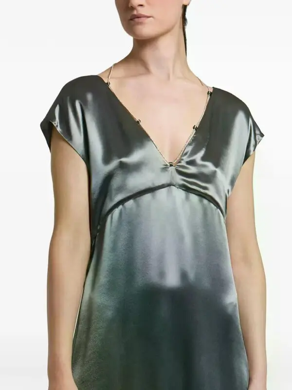 Peserico Chain-link Satin Midi Dress - Green