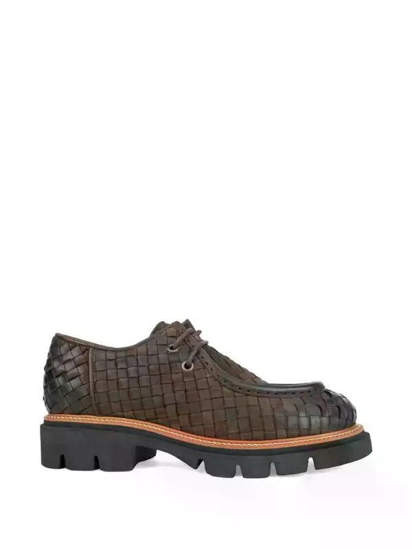 SERGIO MORETTI FIRENZE Woven Leather Lace-up Loafers