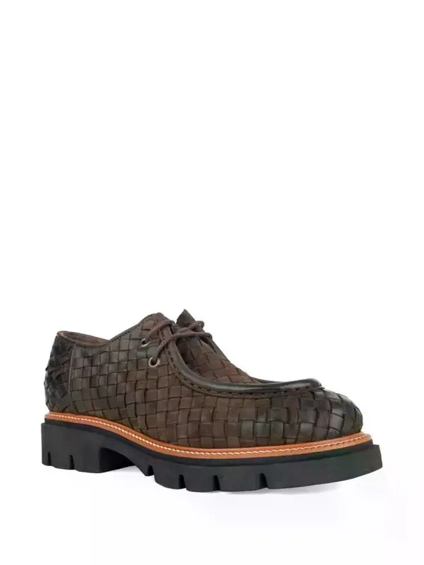 SERGIO MORETTI FIRENZE Woven Leather Lace-up Loafers