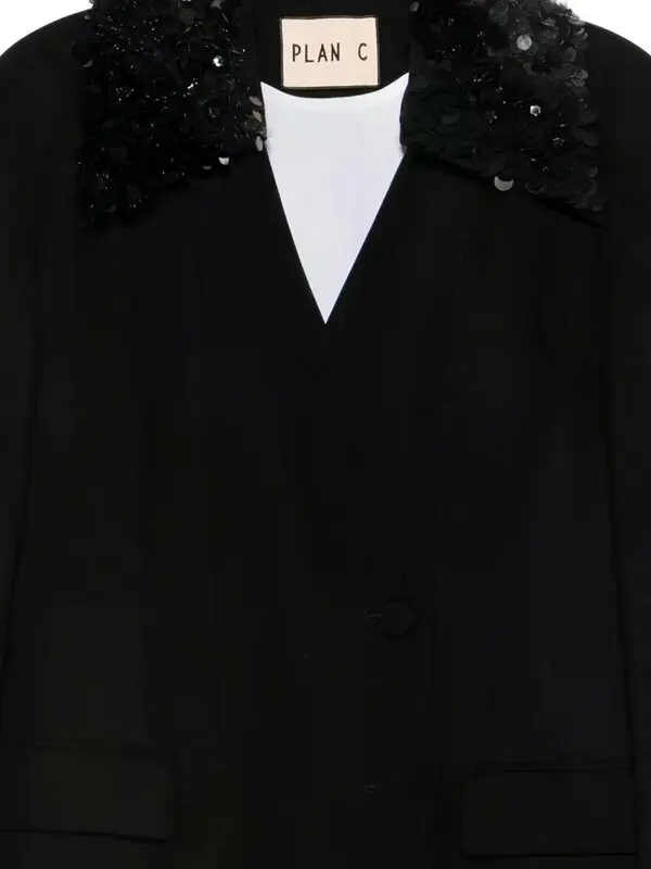 Plan C Sequin-embellished Coat - Black