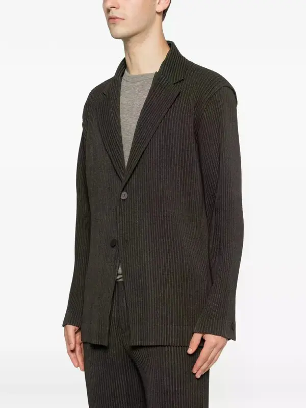 Issey Miyake Pleated Single-breasted Blazer - Green
